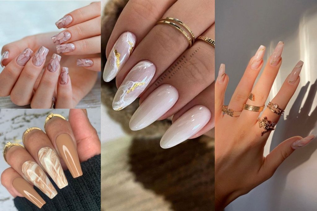 ۲۲ مدل ناخن با طرح مرمری به رنگ نود مناسب بهار ۱۴۰۳ | ساده باش و در عین ...